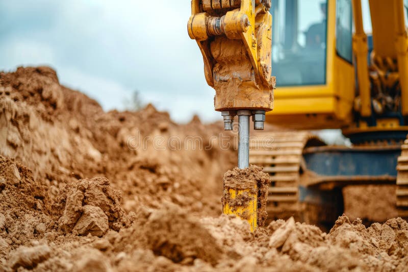 Excavator Digging in Soil for Construction Project Stock Illustration ...