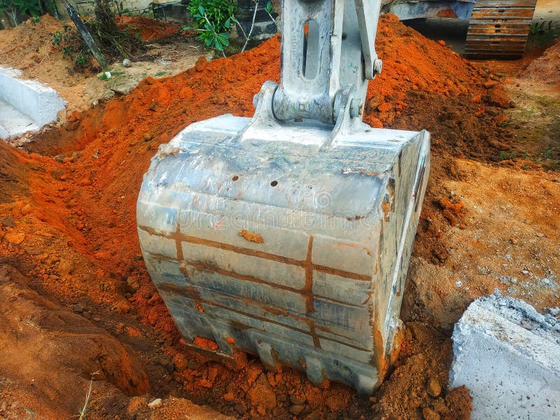 Excavator Digging Soil for Road Widening Project Stock Image - Image of ...