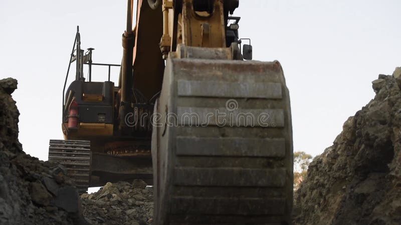 Excavator is Digging Copper Ore in a Top View Stock Footage - Video of ...