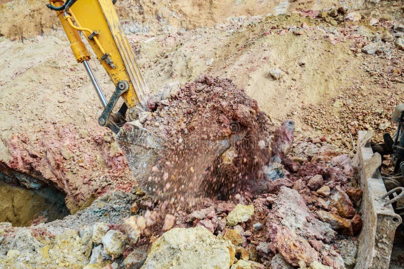 Excavator Digging a Trench for the Pipeline Stock Photo - Image of ...