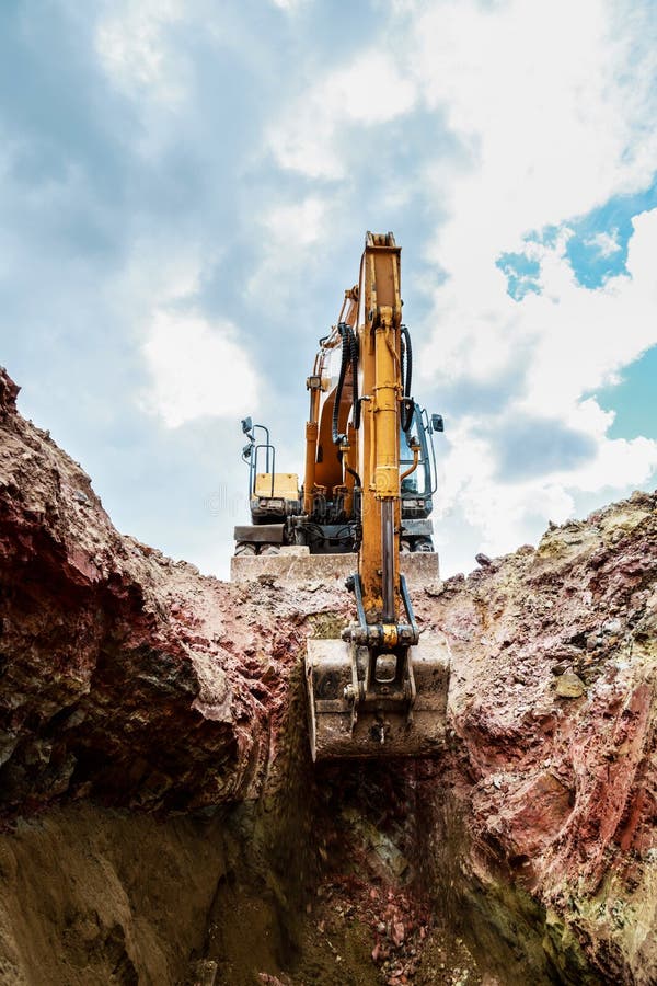Excavator Digging A Trench For The Pipeline Stock Image - Image of ...