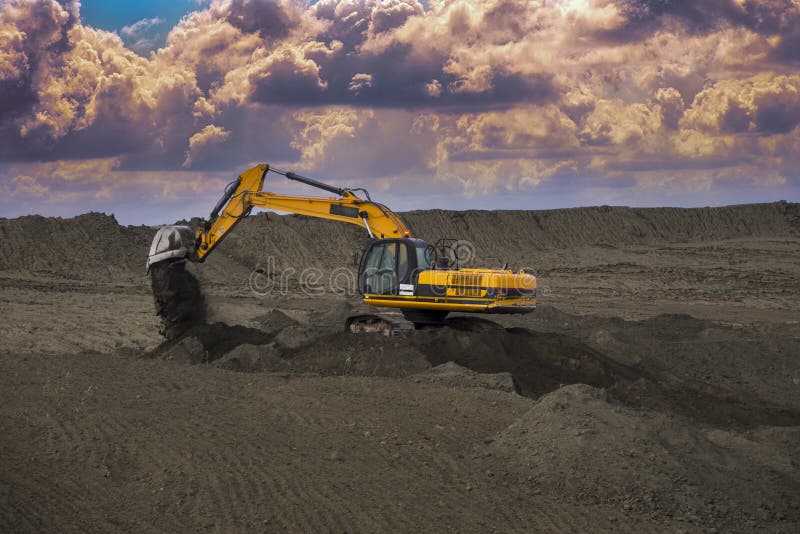 Excavator digging stock photo. Image of industry, earth - 241172332