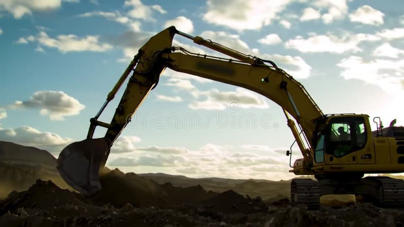 Excavator Digs a Deep Hole in a Timelapse Showing Construction Progress ...