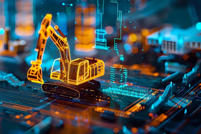 Excavator Digs through Digital Terrain, a Futuristic Visualization of ...