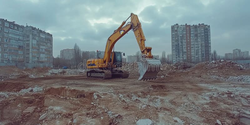 Excavator on Dirt Pile stock image. Image of project - 377879607