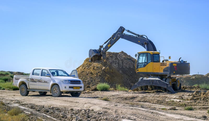 Excavator stock image. Image of work, wheeled, digs, steppes - 59340669