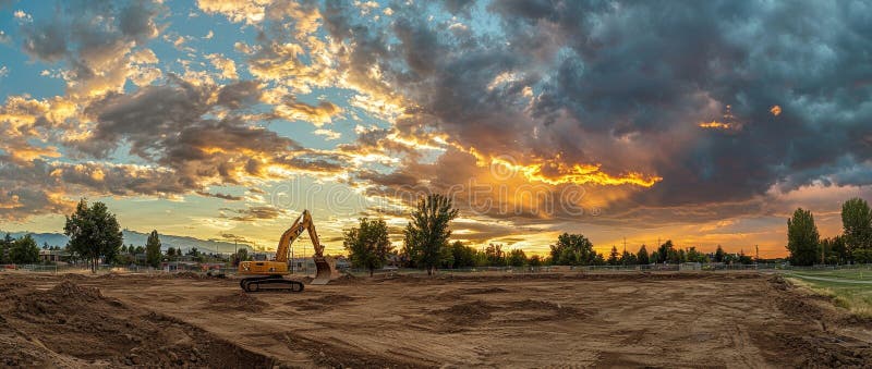 An Excavator at an Earthmoving Site Representing Heavy Construction ...