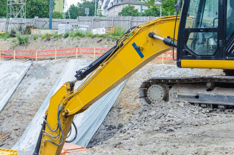Excavator on the Excavation Stock Photo - Image of excavate, excavation ...