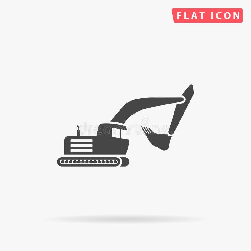 Excavator flat vector icon stock vector. Illustration of transportation - 259924660