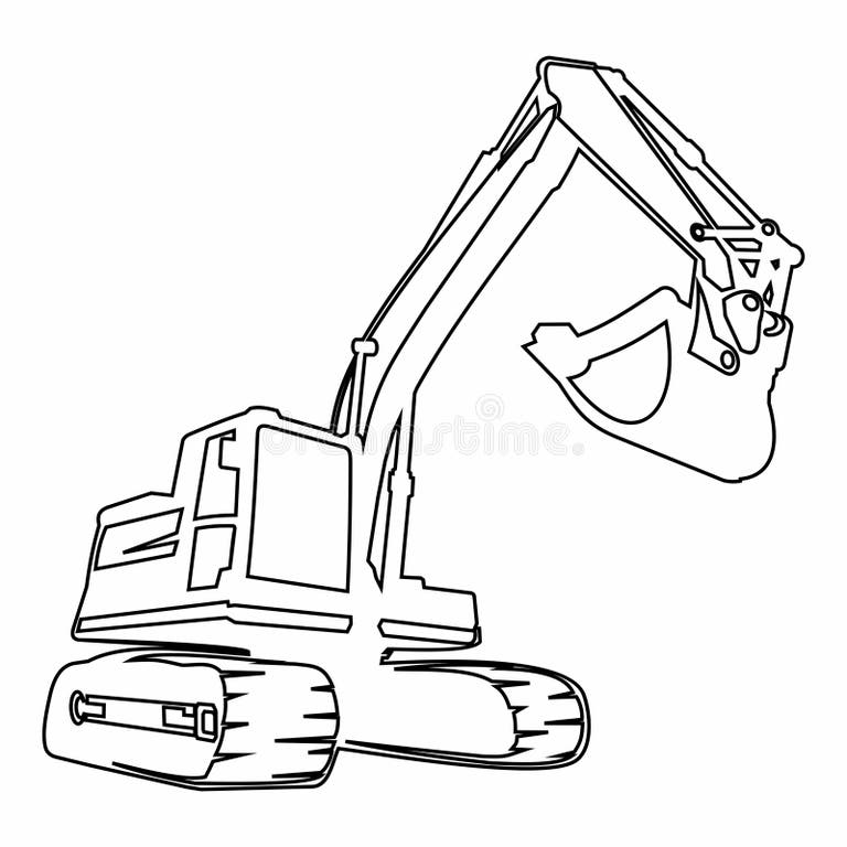 Excavator with Grapple Arm Vector Illustration Stock Illustration ...