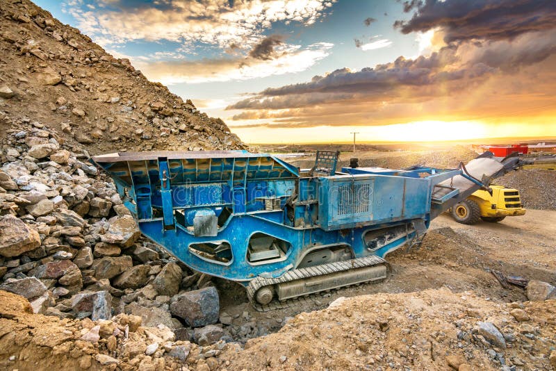 Excavator of Great Size Extracting Stone Stock Photo - Image of ...