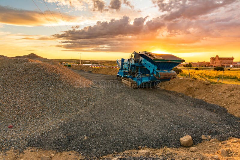 Excavator of Great Size Extracting Stone Stock Image - Image of great ...