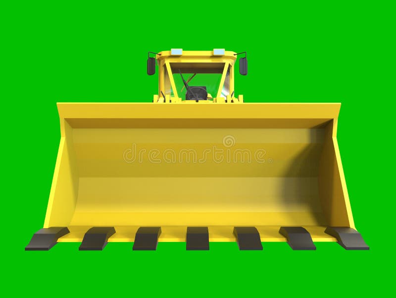 Excavator on a Green Uniform Background. Backhoe Loader. 3d ...