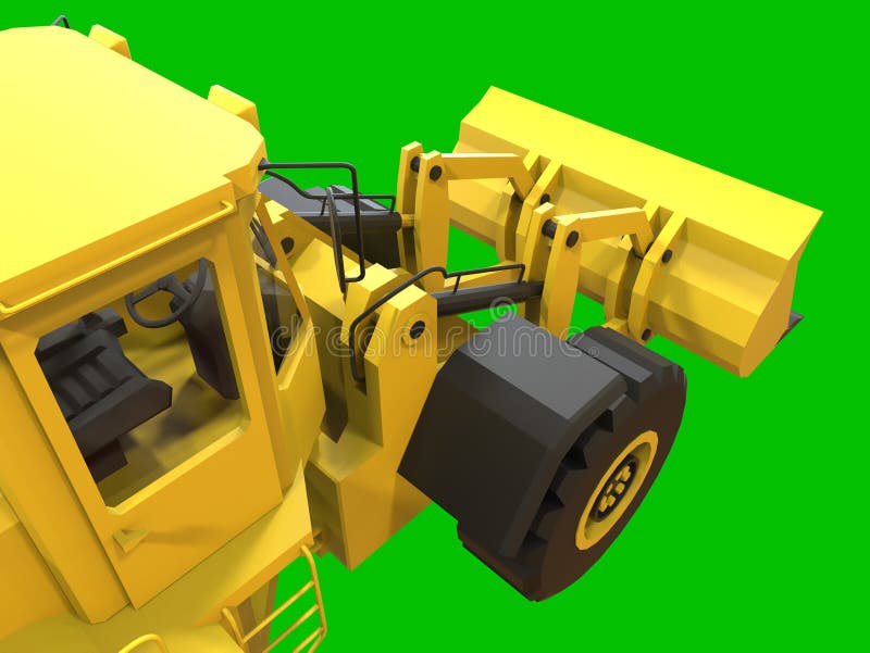 Excavator Green Uniform Background Backhoe Loader 3d Illustration Stock ...