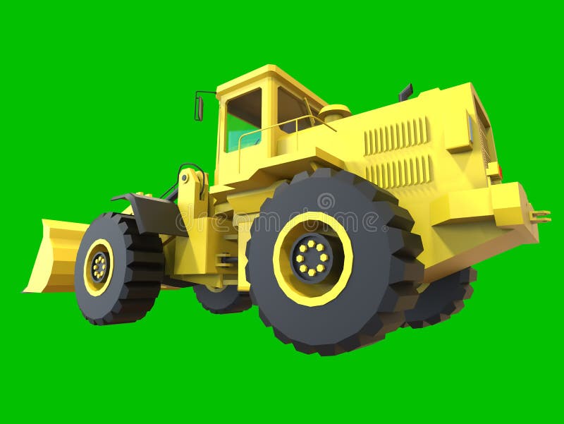 Excavator Green Uniform Background Backhoe Loader 3d Illustration Stock ...