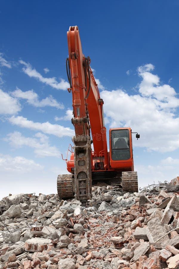 Excavator with Hammer stock image. Image of bulldozer - 9141559