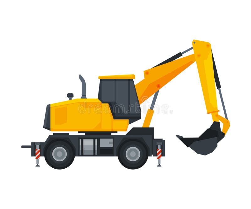 Excavator Heavy Construction Machine, Special Transport, Side View Flat ...