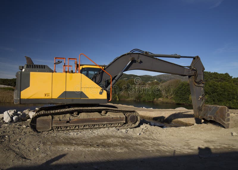 Excavator Heavy Machine Construction. Stock Photo - Image of mast, wood ...