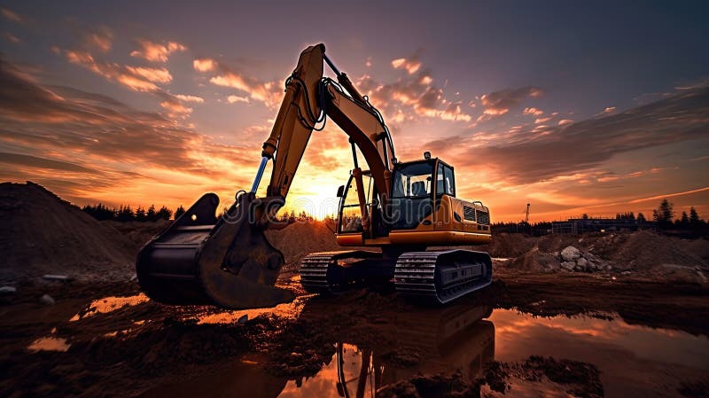 Excavator Heavy Machine at Construction Site. Generative Ai Stock ...
