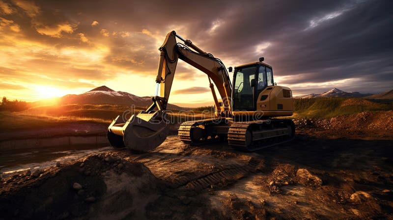 Excavator Heavy Machine at Construction Site. Generative Ai Stock ...