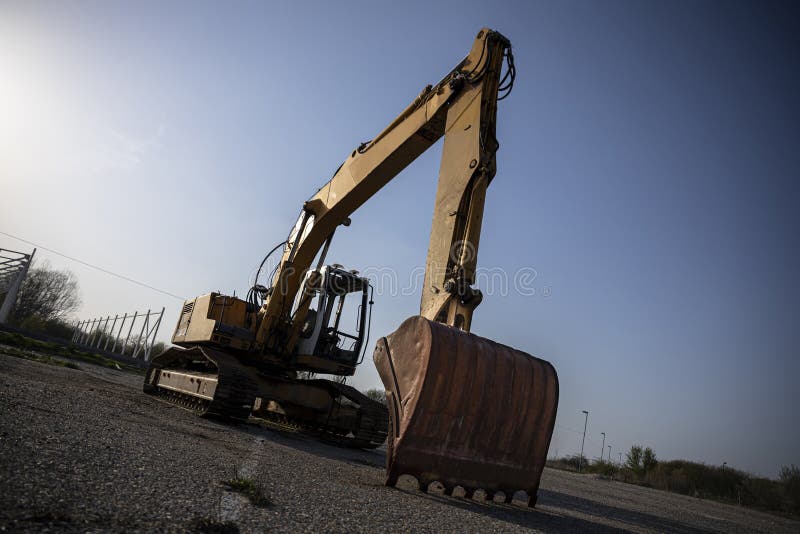 Excavator Heavy Machinery at Construction Site Stock Photo - Image of ...