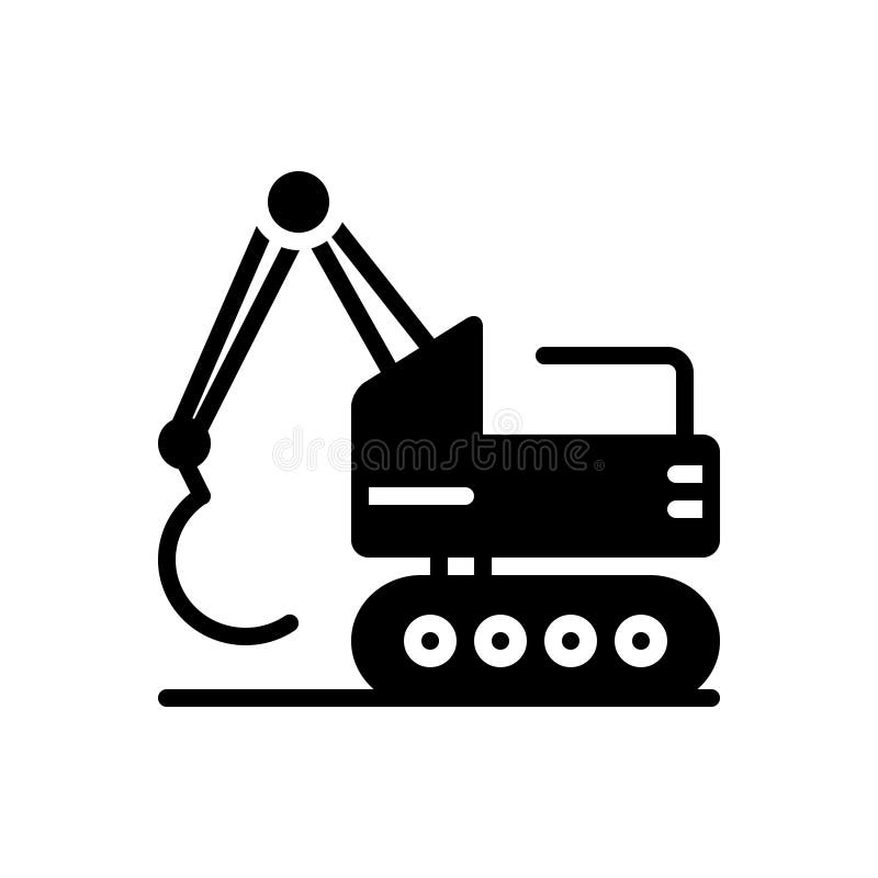 Black Solid Icon for Excavator, Construction and Bulldozer Stock Vector ...
