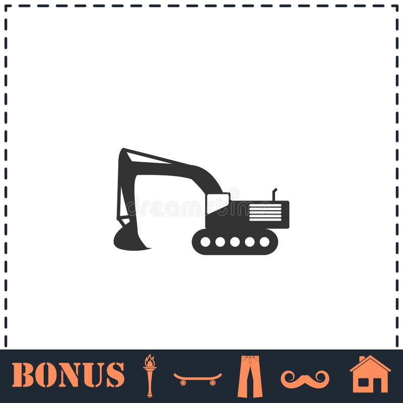 Excavator icon flat stock illustration. Illustration of icon - 201679773