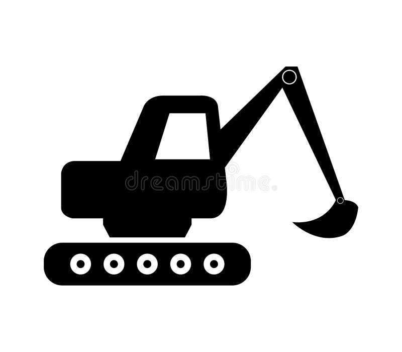 Mini Excavator Icon Illustrated in Vector on White Background Stock ...