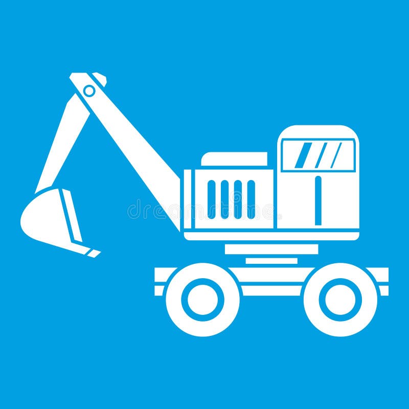 Excavator icon white stock vector. Illustration of building - 120205082