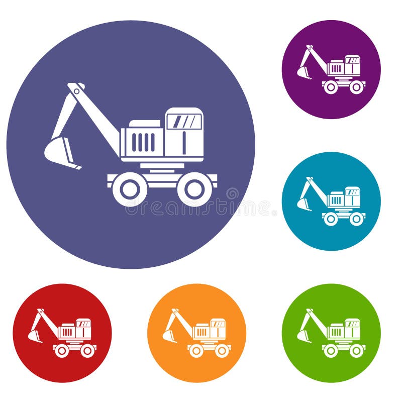 Excavator icons set stock vector. Illustration of digger - 95958684