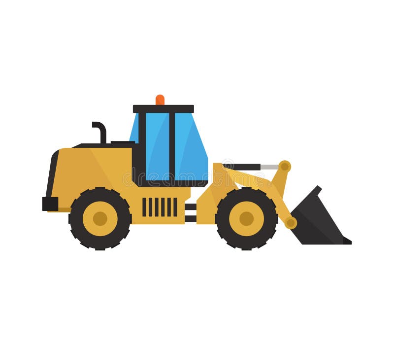 Excavator On White Background. Top, Side And Front View. Hydraulic ...