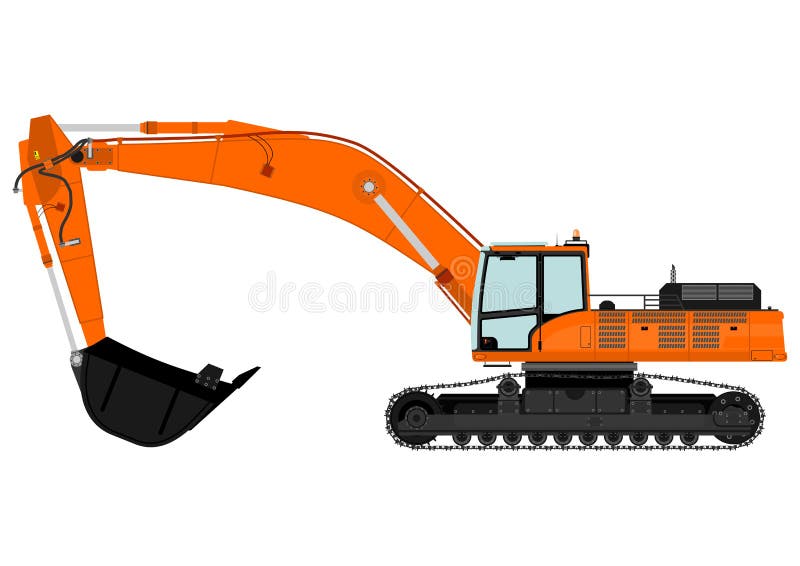 Orange Excavator on a White Background Stock Illustration ...