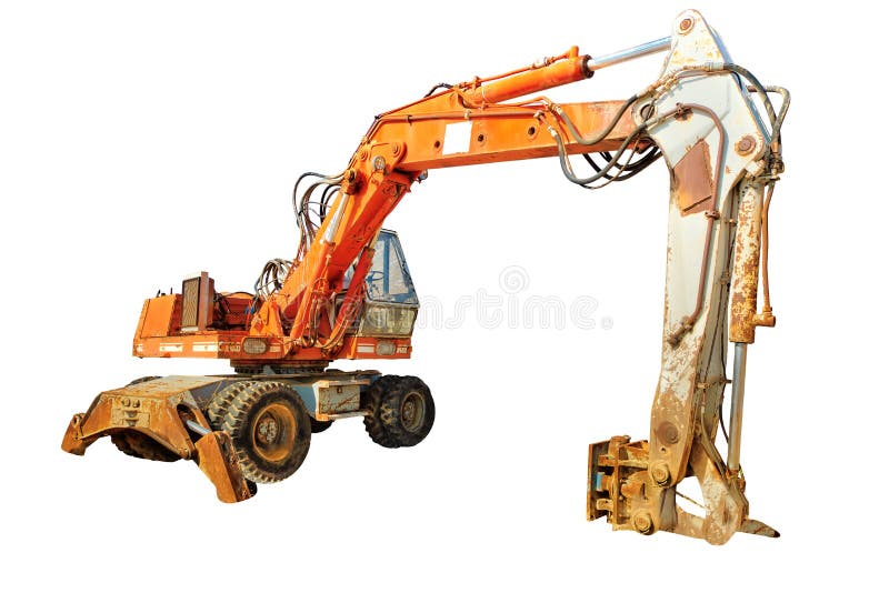 Backhoe Excavator Bucket Side View Isolated White Stock Photos - Free ...