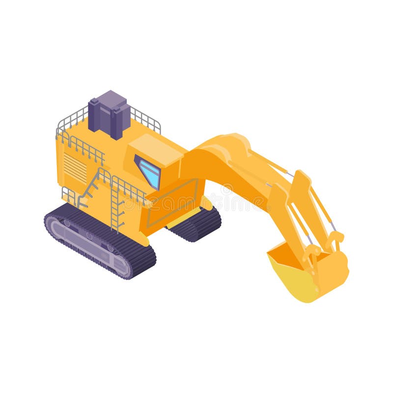 Excavator Isometric Illustration in Flat Isometric Illustration Design ...