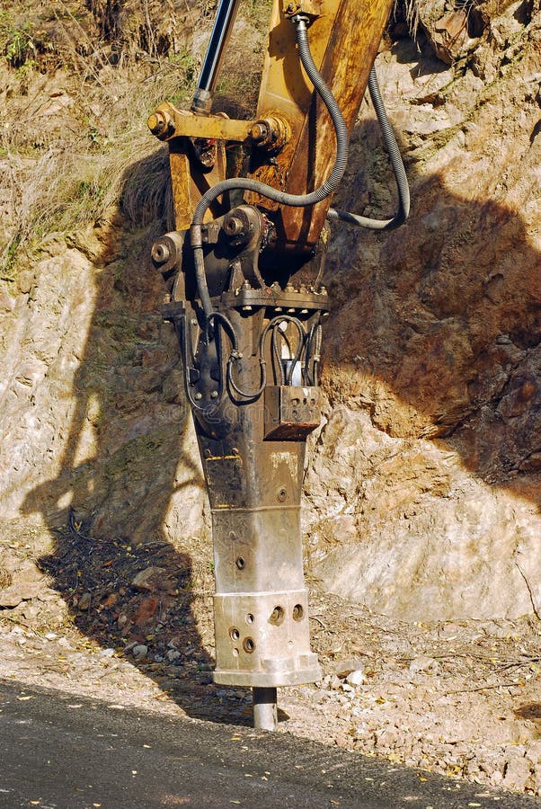 Excavator Jackhammer Drill Head Stock Photo - Image of background ...