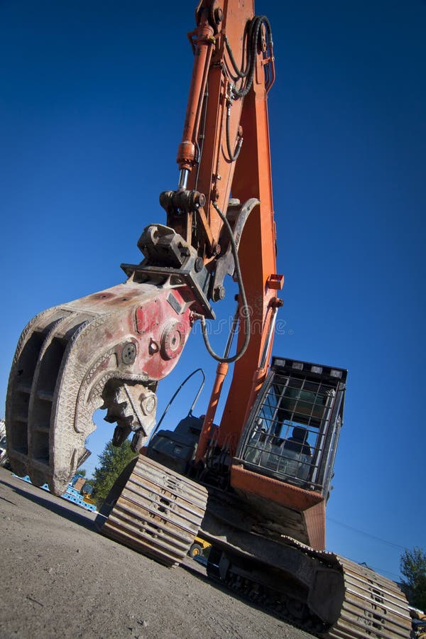 Excavator with Jaw Crusher Attachment Stock Image - Image of wide ...
