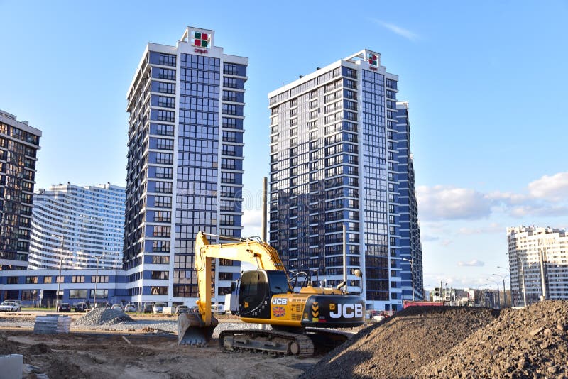 Excavator JCB JS 220 LC Working at Construction Site Editorial Stock ...