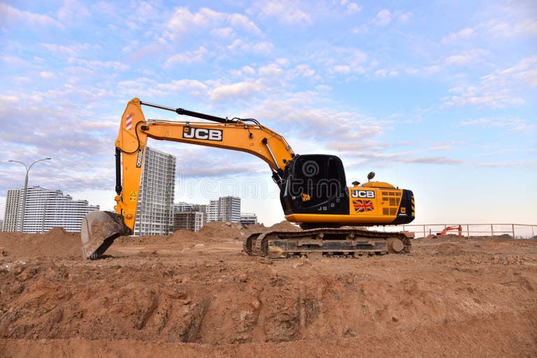 Excavator JCB JS 220 LC Working at Construction Site Editorial Photo ...