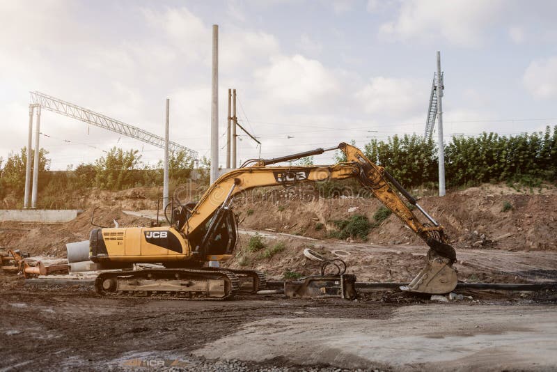 Excavator JCB Working at Construction Site Editorial Image - Image of ...