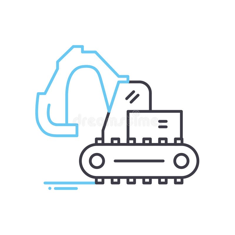 Excavator Line Icon, Outline Symbol, Vector Illustration, Concept Sign ...