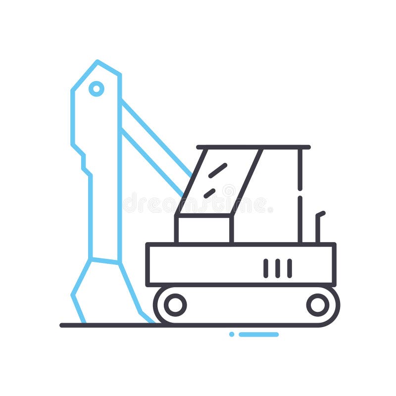 Excavator Line Icon, Outline Symbol, Vector Illustration, Concept Sign ...