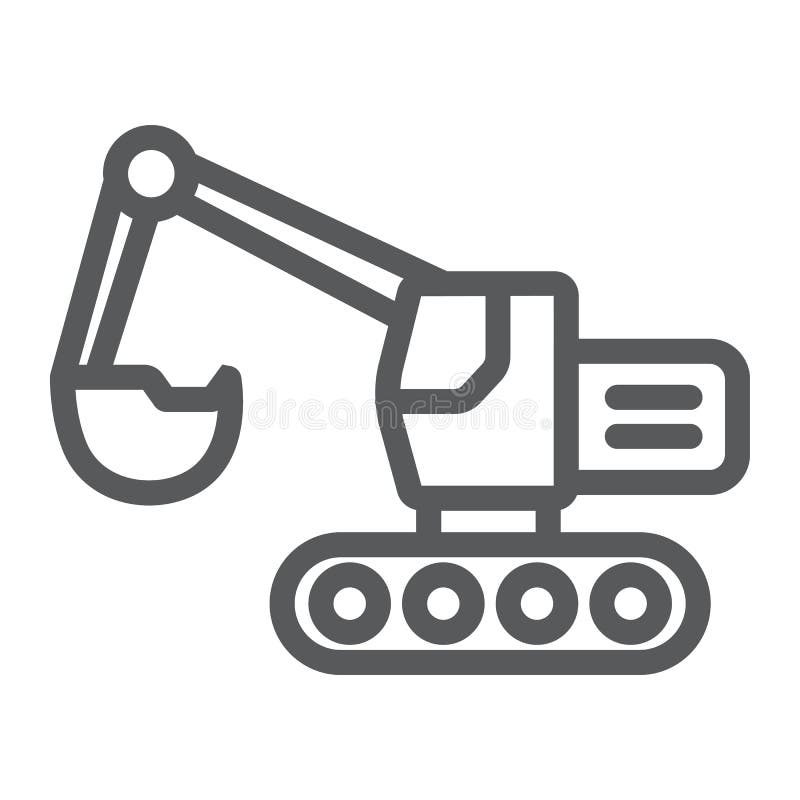 Excavator Line and Glyph Icon, Transport and Machine, Digger Sign ...
