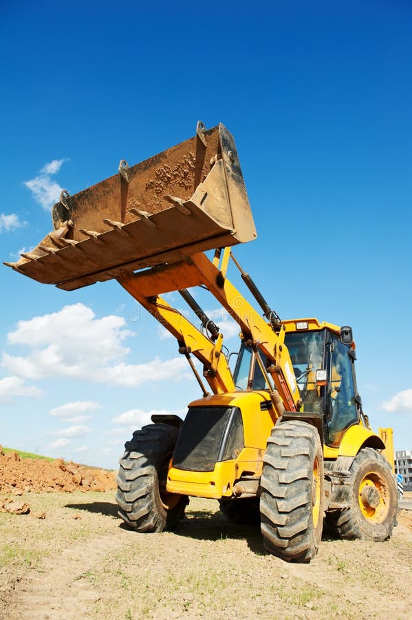 Excavator Loader with Backhoe Works Stock Image - Image of blade ...