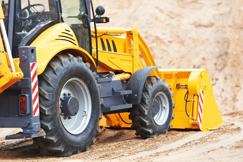 Excavator Loader with Backhoe Works Stock Photo - Image of construction ...