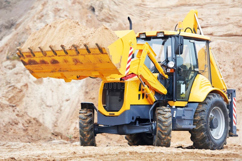 Excavator Loader with Backhoe Works Stock Image - Image of construction ...