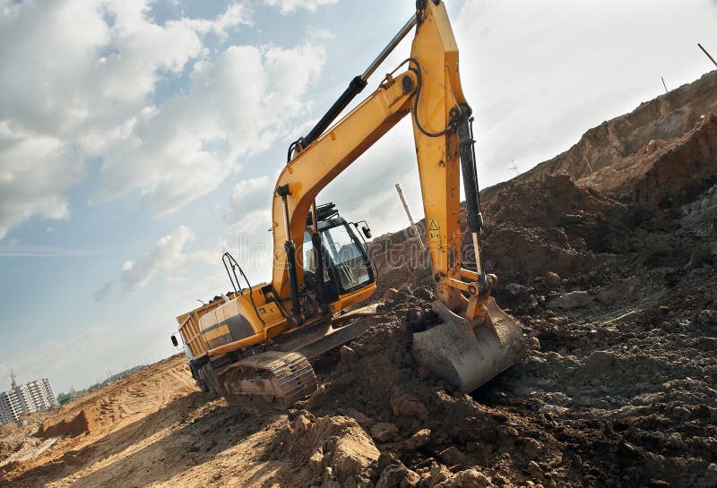 Excavator Loader in Construction Stock Image - Image of digging, earth ...