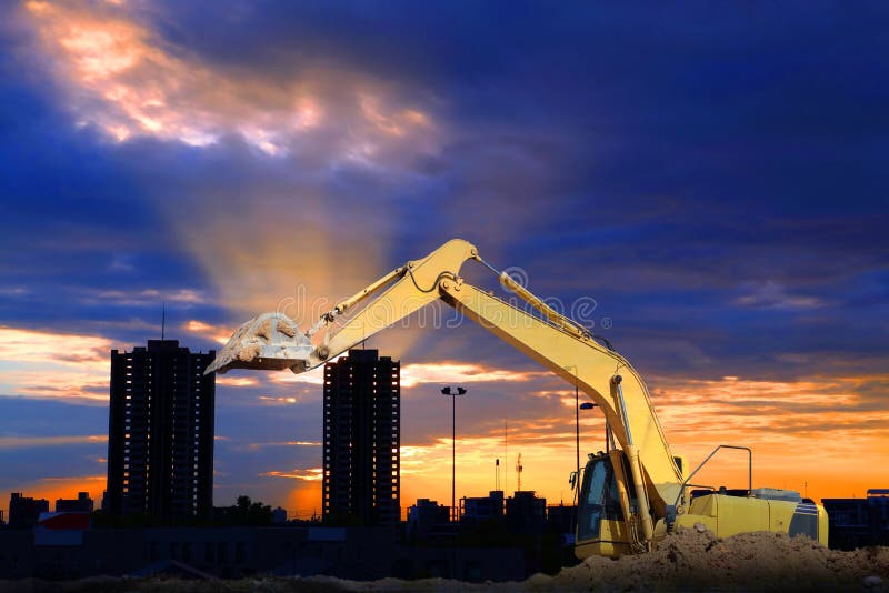 Excavator Loader at Construction Site Stock Photo - Image of excavator ...