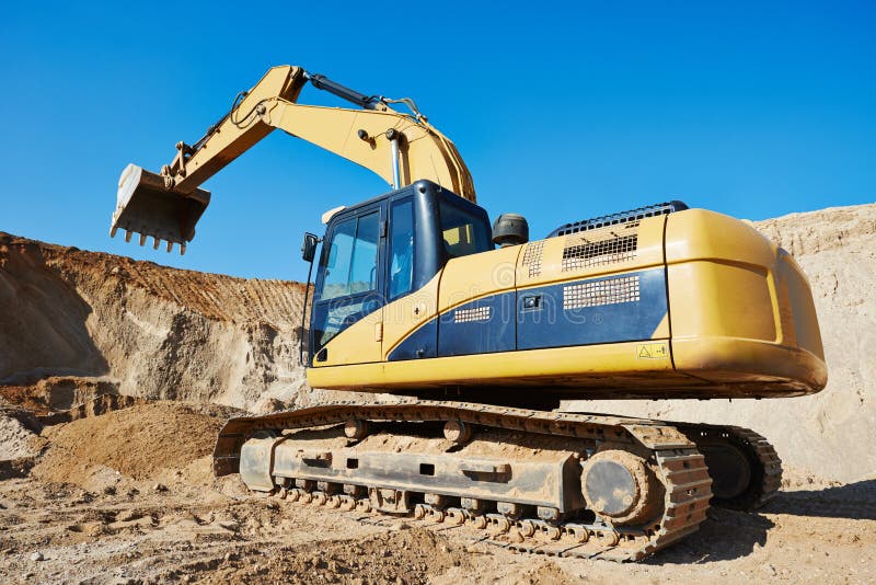 Excavator Loader at Earthmoving Works Stock Photo - Image of excavation ...