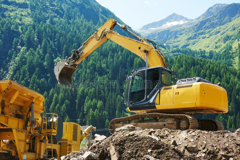 Excavator Loader Machine at Construction Site Stock Image - Image of ...