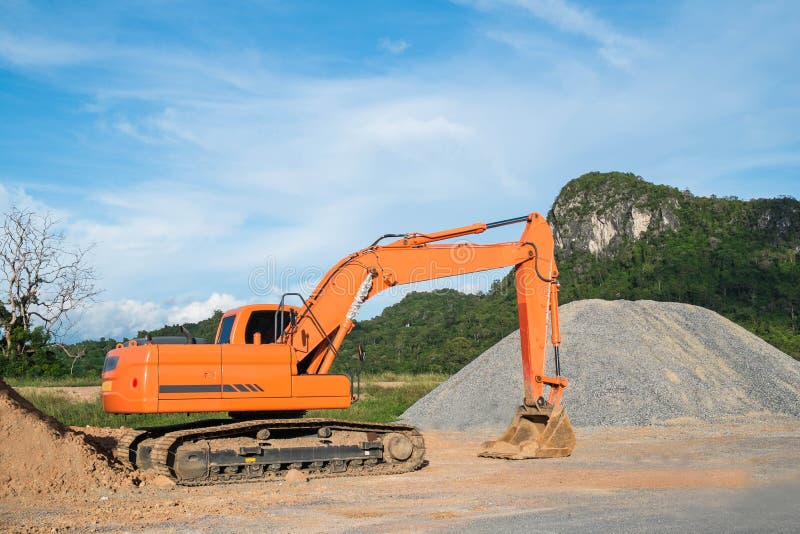 Excavator Loader Machine at Construction Site in Rural Stock Image ...